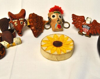 Hand-carved Wood Animal Unique Boy Scout Bolos Slides for Neckerchief ...