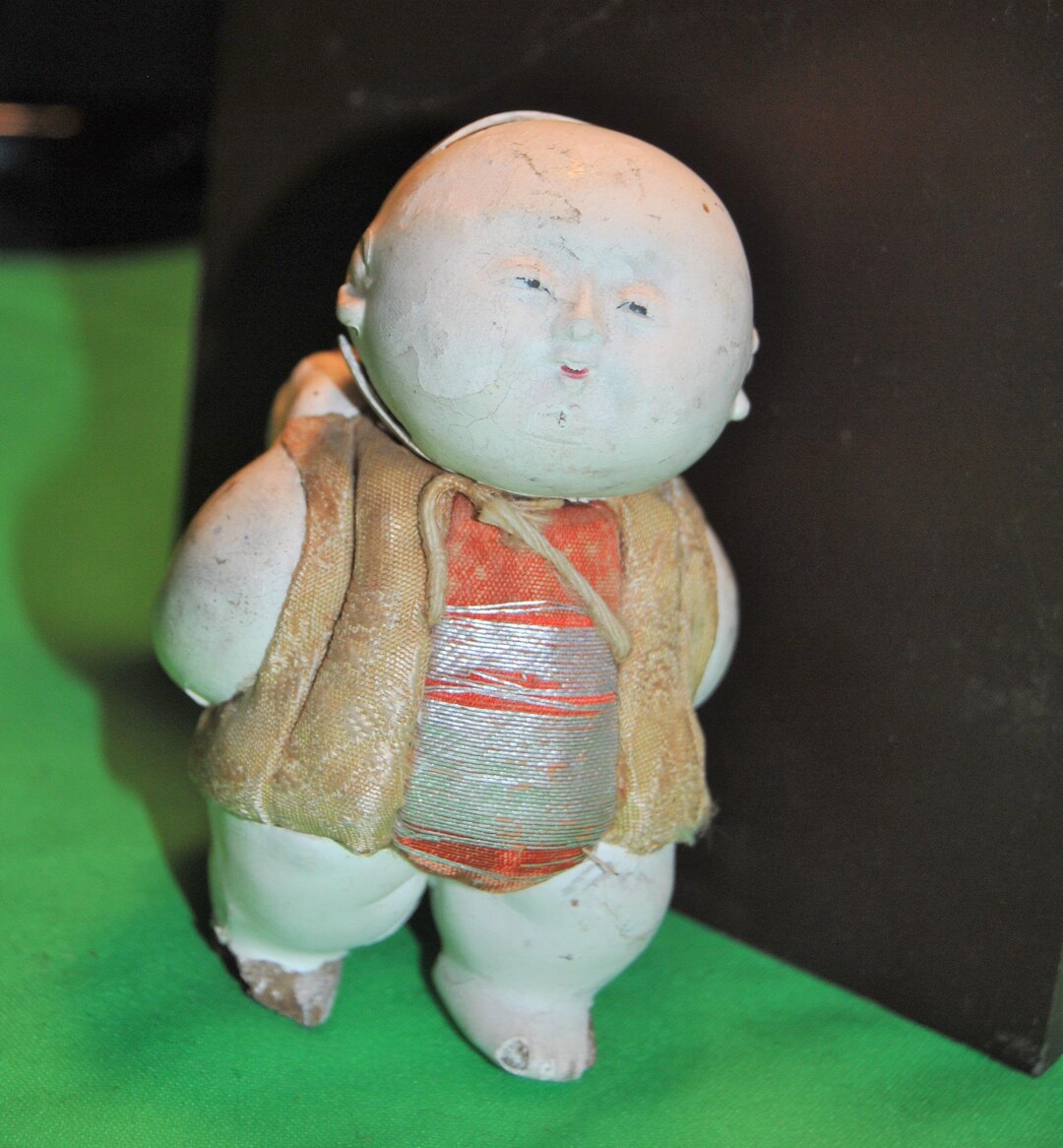 Antique Japanese Kimekomi Gofun Doll With an Onbu Antique Japanese ...