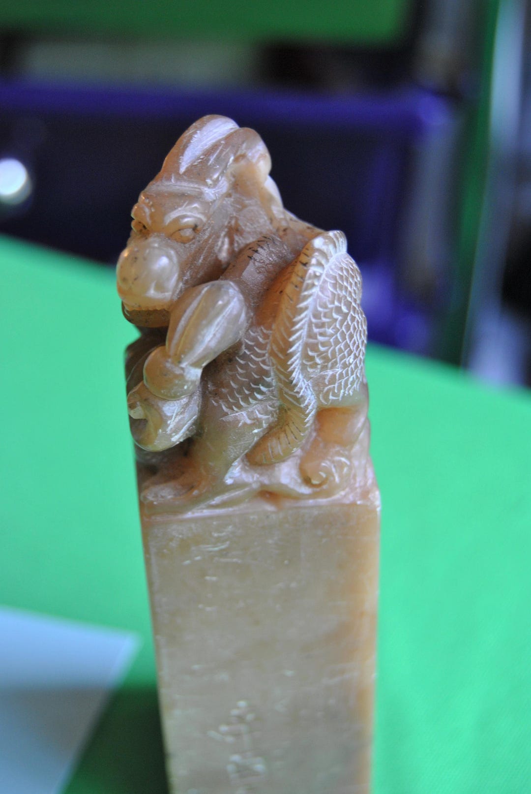 Hand-carved Chinese Dragon Chop Seal Stamp Soapstone Vintage ...