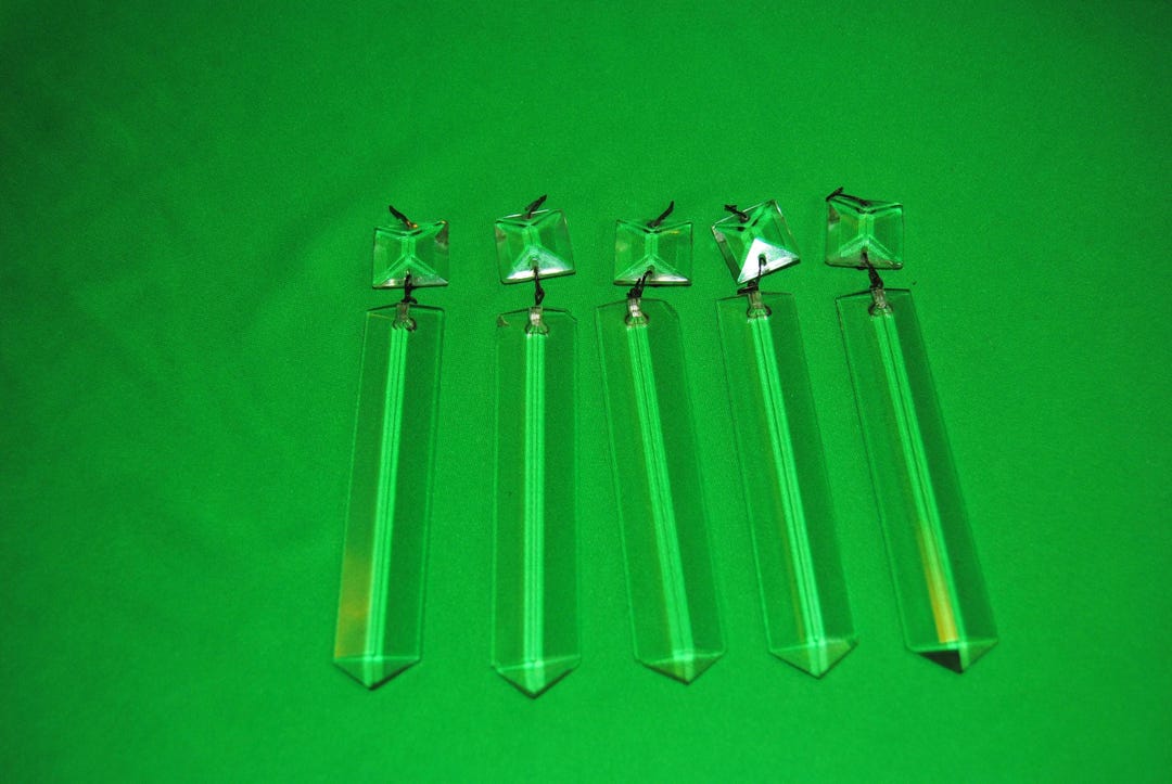 Original Colonial Cut 3 7/8" Prism Crystals With Glass Top Bead Antique ...