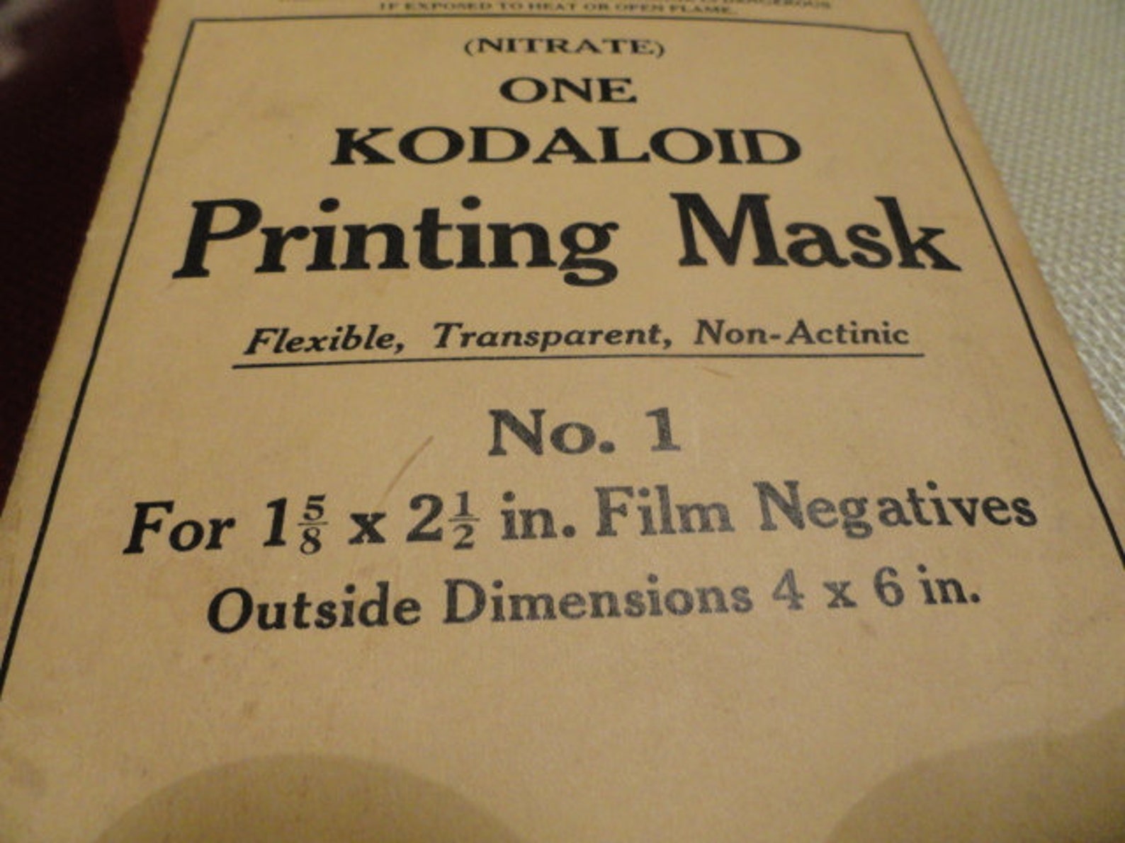 Vintage Kodaloid Printing Mask by Eastman Kodak No. 1 and No. | Etsy