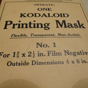 Vintage Kodaloid Printing Mask by Eastman Kodak No. 1 and No. - Etsy