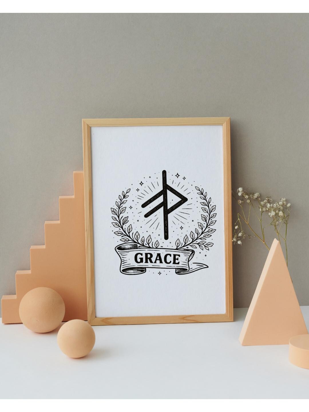 Art mural imprimable Grace Rune - symbole spirituel nordique ...