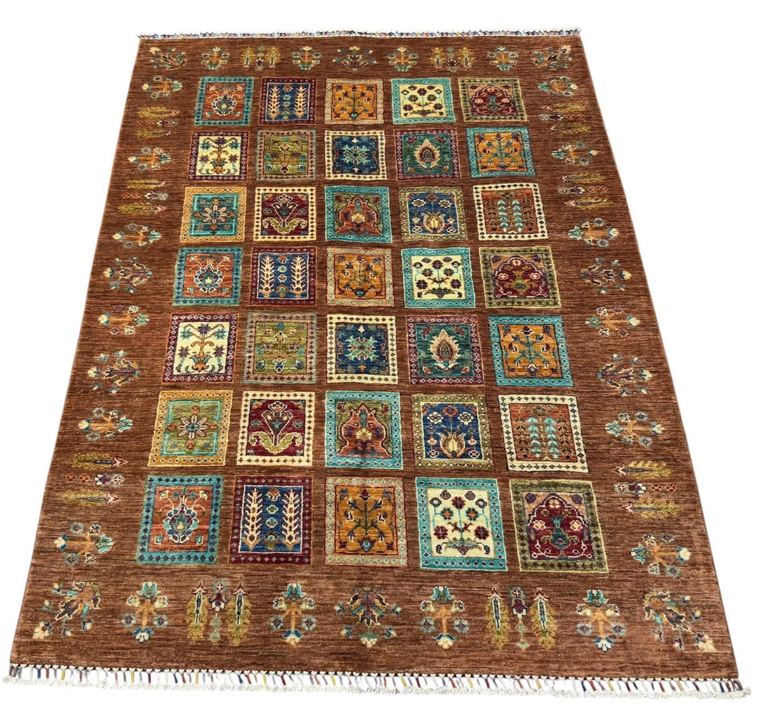 Hand-knotted Afghan Chobi Wool Rug, Bakhtiyari Design, - Etsy