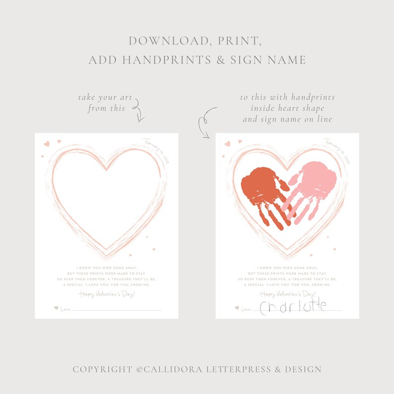 Valentine Handprint Craft, Printable | Gift for Parents, Grandma, Mom ...