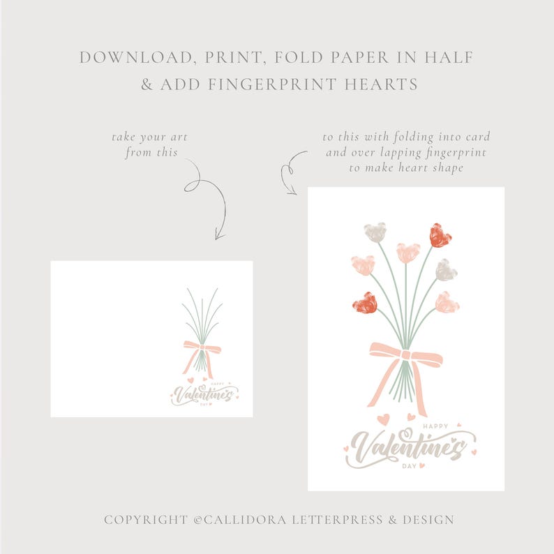 Valentine Fingerprint Craft, Printable Card | Card From Kid for Parents ...