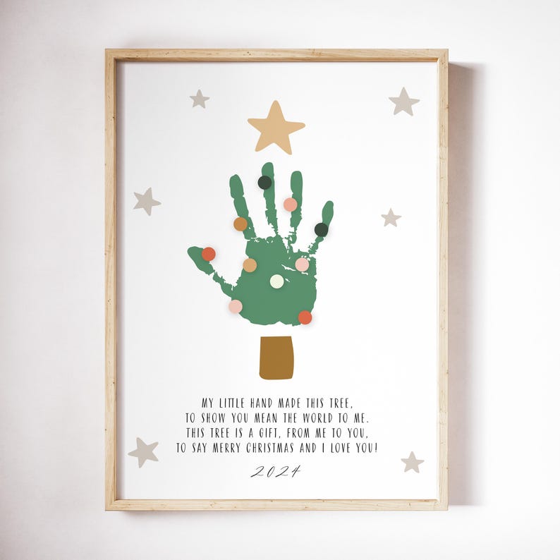 Christmas Tree Handprint Craft, Printable Gift for Parents, Grandma ...