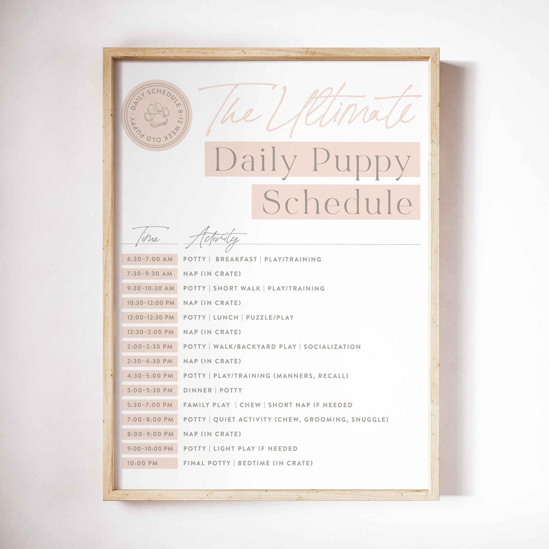 Puppy Daily Schedule, Printable to Hang, Puppy Planner, Dog Schedule ...