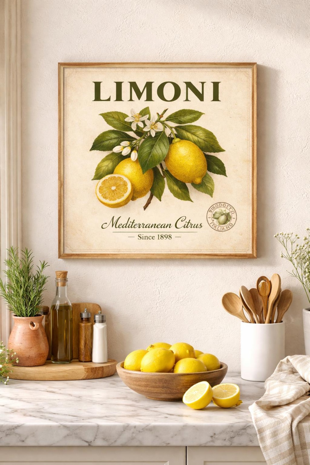 Vintage Limoni Lemon Art Print | Italian Mediterranean Citrus Botanical ...