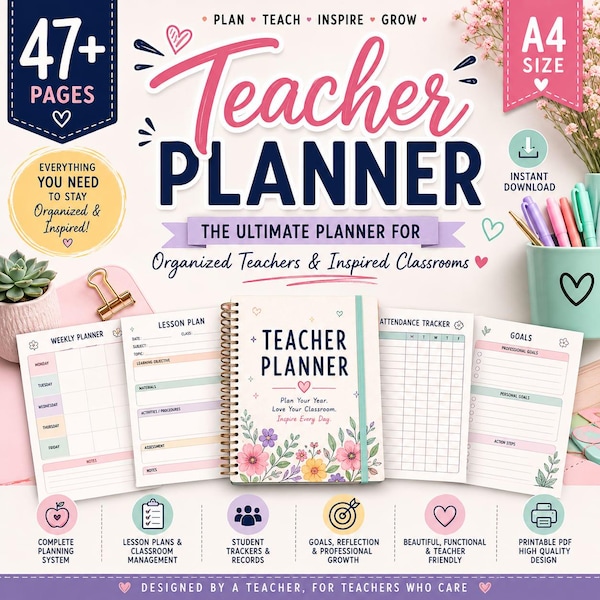 26/27 Teacher Planner - Etsy UK