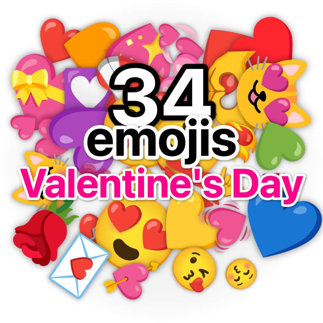 34 Valentine's Day Emoji Pack - PNG Print Quality and Extra Sizes ...