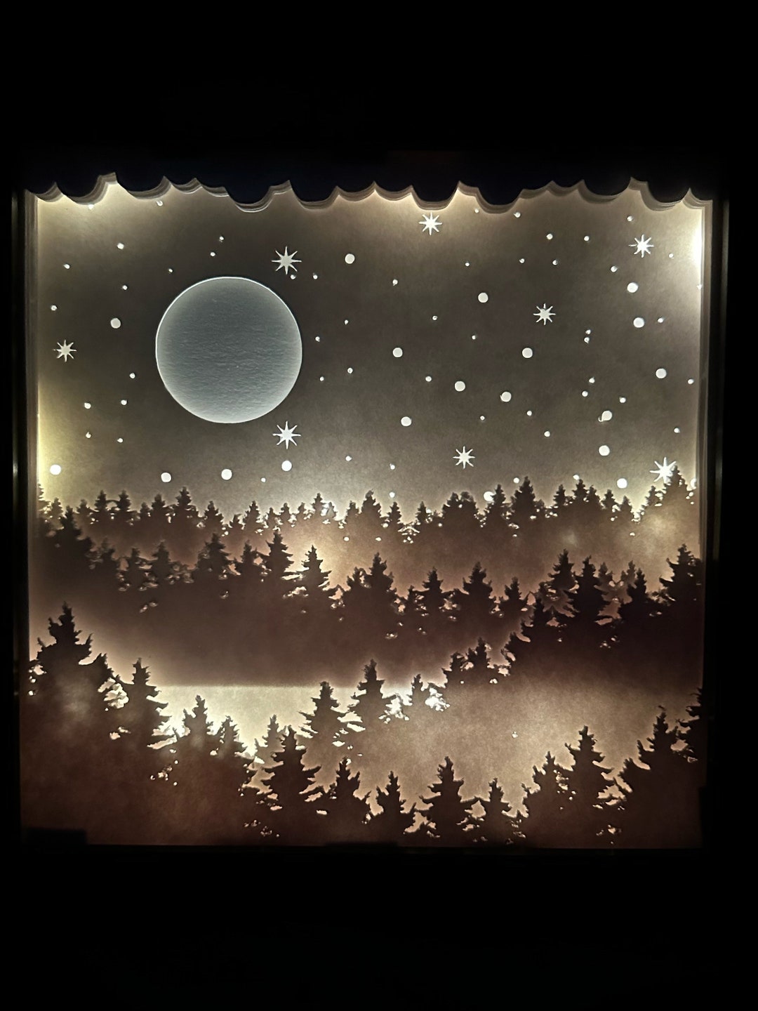 Shadow Box Tree and Moon Landscape With Hidden Lake Digital File - Etsy