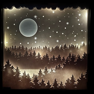 Shadow Box Tree and Moon Landscape With Hidden Lake Digital File - Etsy