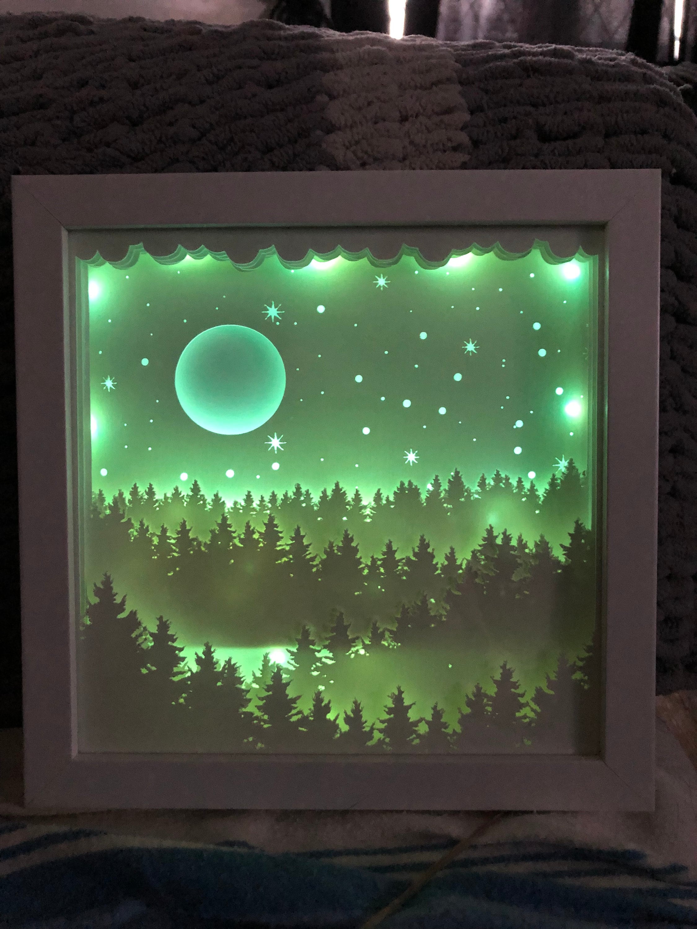 Shadow Box Tree and Moon Landscape With Hidden Lake Digital - Etsy