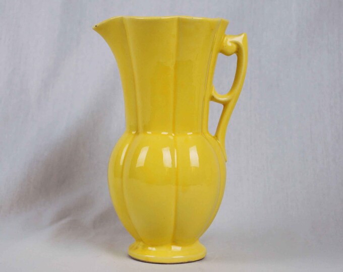 Vintage Pottery Pitcher Vase/ Sunny Yellow Home Decor - Etsy