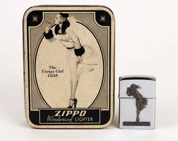 Zippo Windproof Lighter // Vintage Series 1935 Windy Varga Girl Lighter in Collectible Tin Box ...