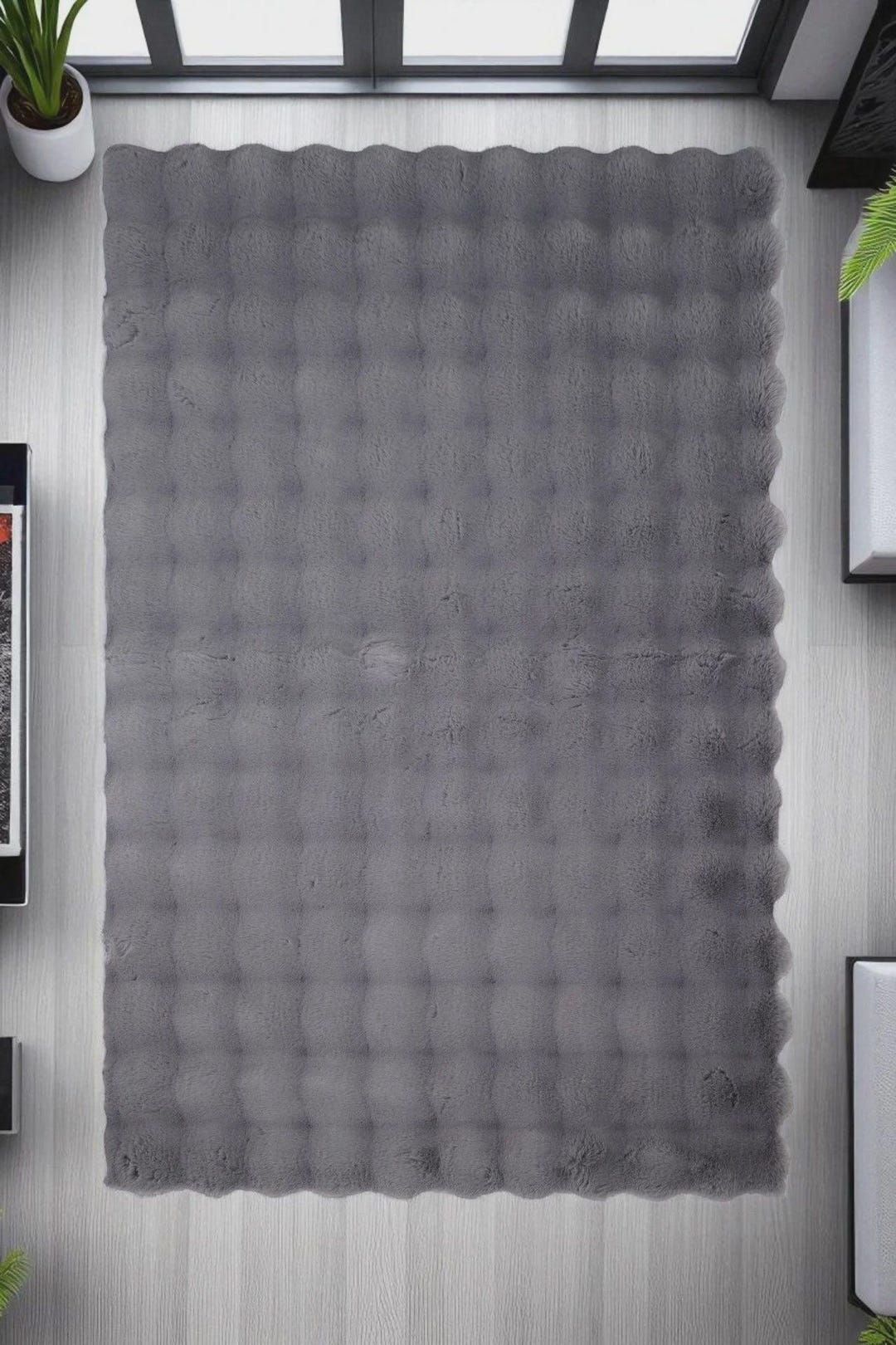 Smokey Grey Bubble Rug, 3D Textured Modern Area Carpet, Machine ...