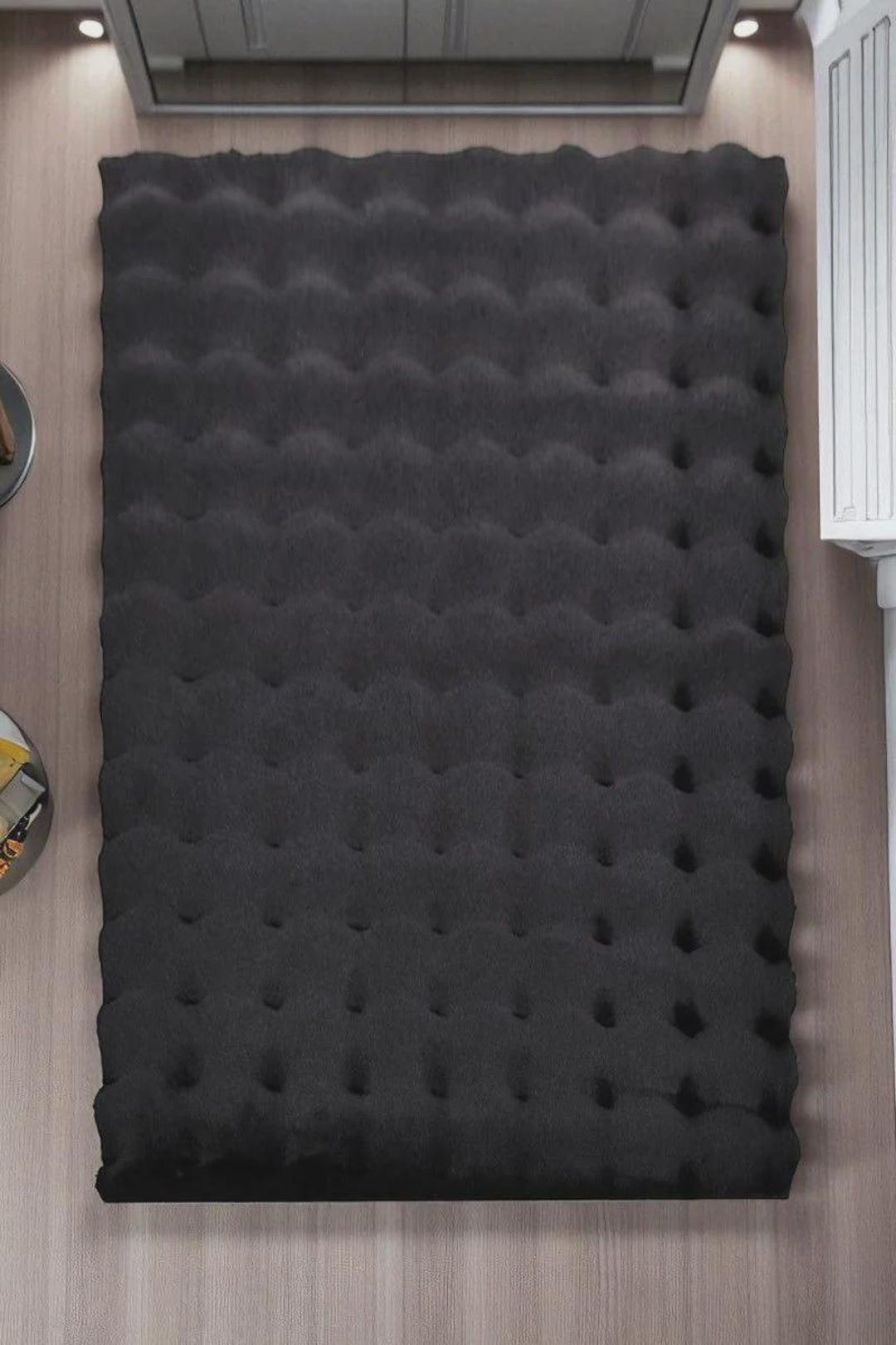 Black Bubble Rug, 3D Textured Modern Area Carpet, Machine Washable Non ...