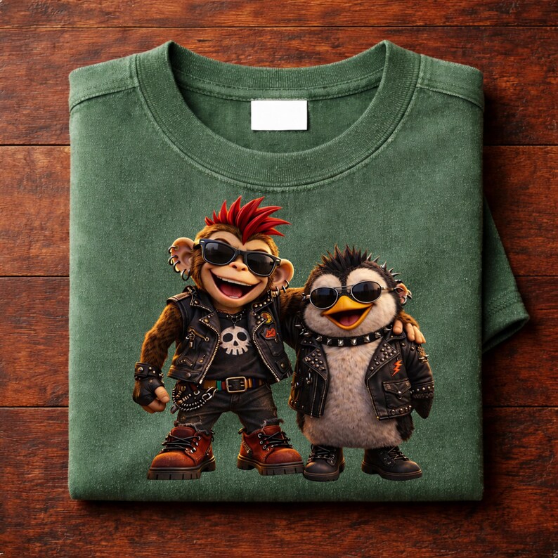 Punk Monkey Penguin PNG – Edgy Rock Cartoon Illustration (digital ...