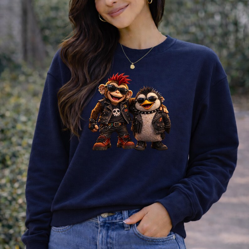 Punk Monkey Penguin PNG – Edgy Rock Cartoon Illustration (digital ...