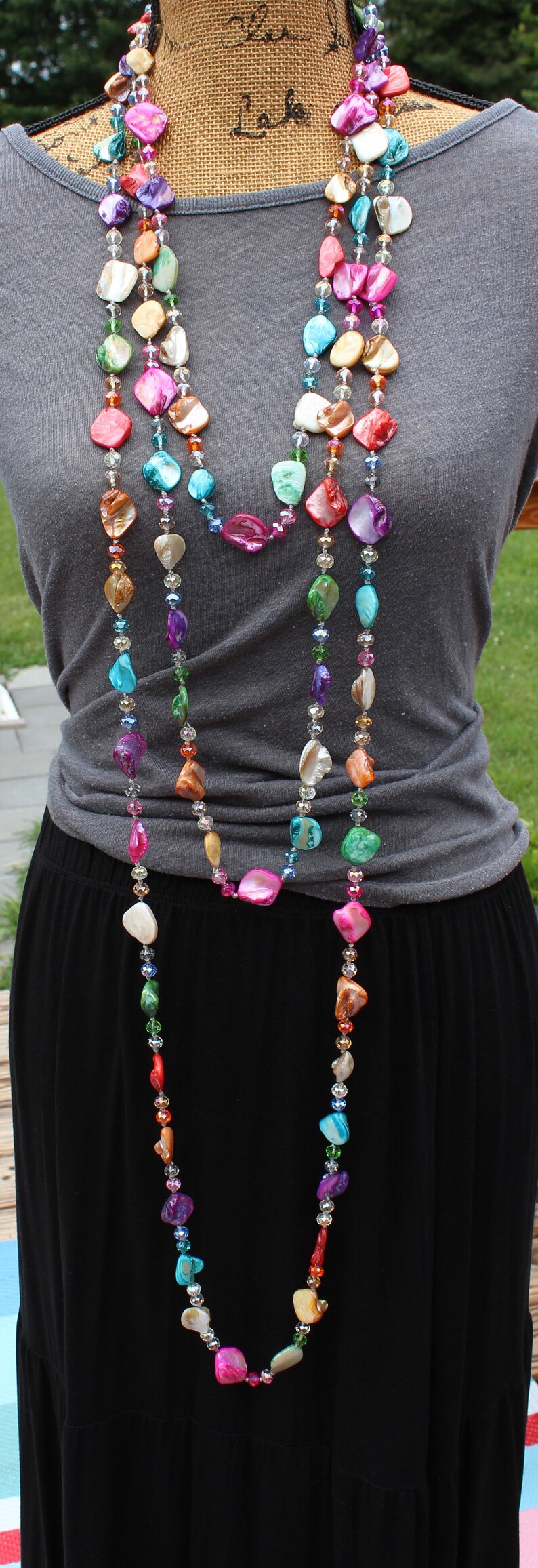 Unique Multi-colored Shell Crystal Necklace – Available in 3 Sizes ...