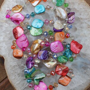 Unique Multi-colored Shell Crystal Necklace – Available in 3 Sizes ...