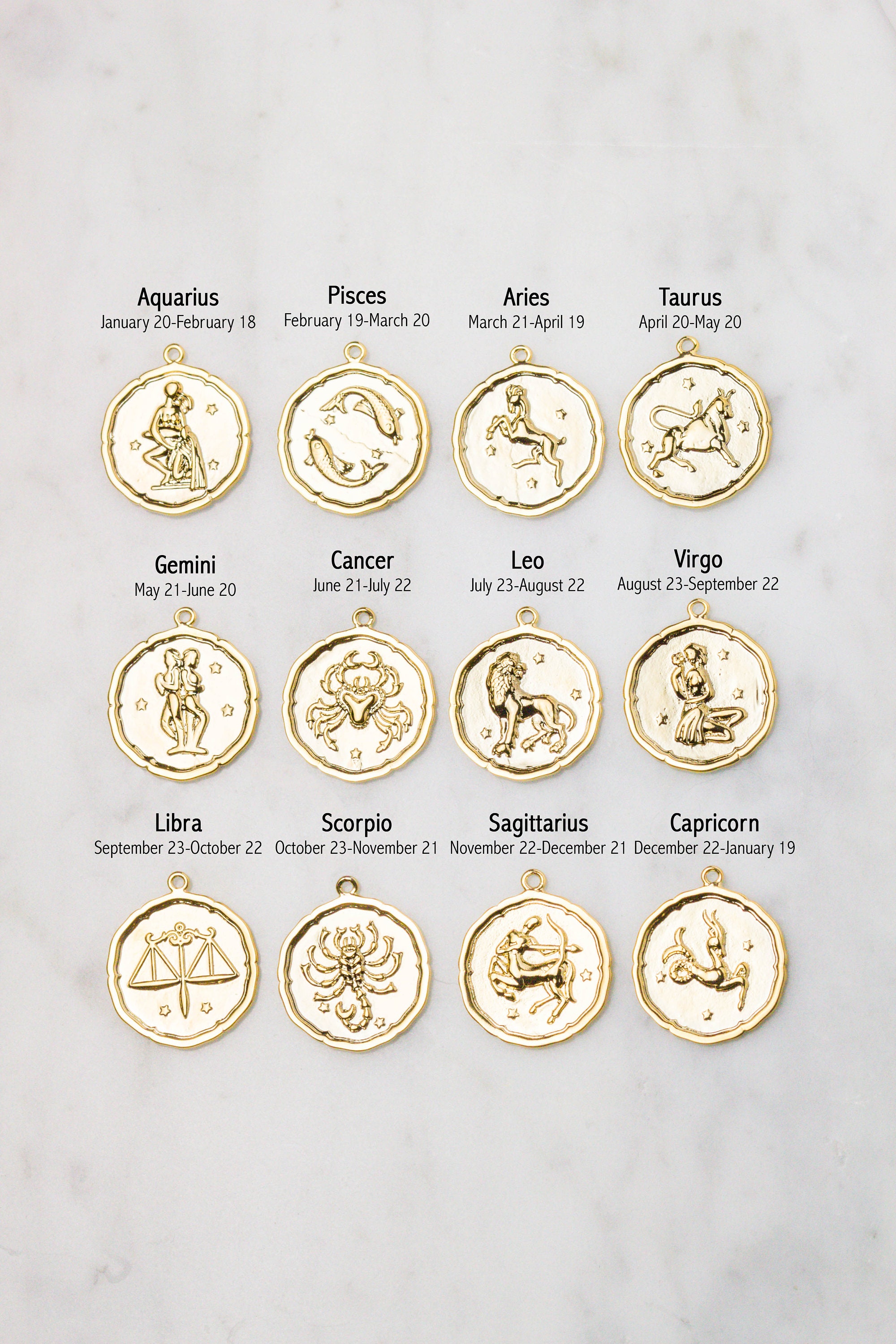 Zodiac coin pendant necklace Dainty personalized necklace | Etsy