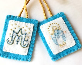 Blue Scapular of the Immaculate Conception W/ St Benedict Medal ...