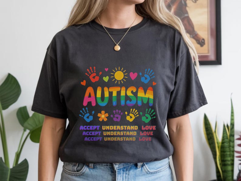 Autism Awareness PNG Design, Rainbow Brushstroke Shirt Graphic ...