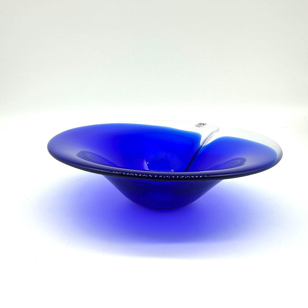 Mats Jonasson Glass Bowl – Blue Art Glass, Sweden Collectible, 18 Cm - Etsy