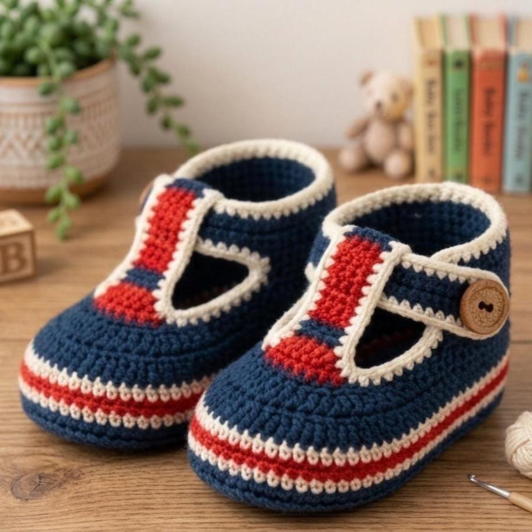 T-bar Baby Booties Crochet Pattern PDF | Mary Jane Baby Shoes Crochet ...
