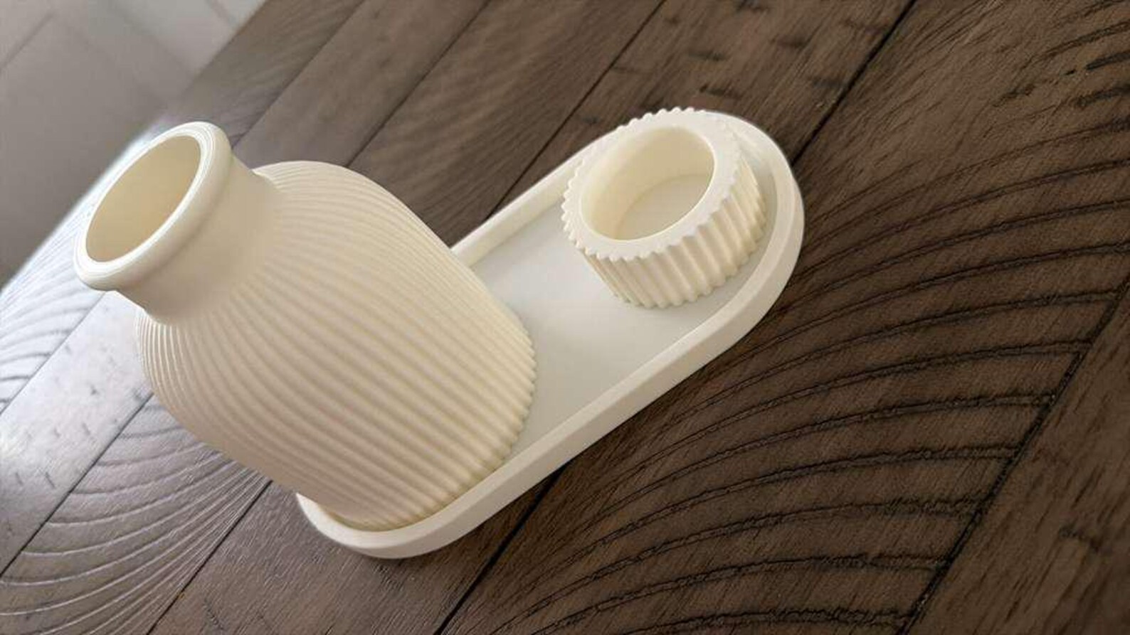 Minimalist Vase and Tray Set, Modern 3D Printed Home Decor, Neutral ...