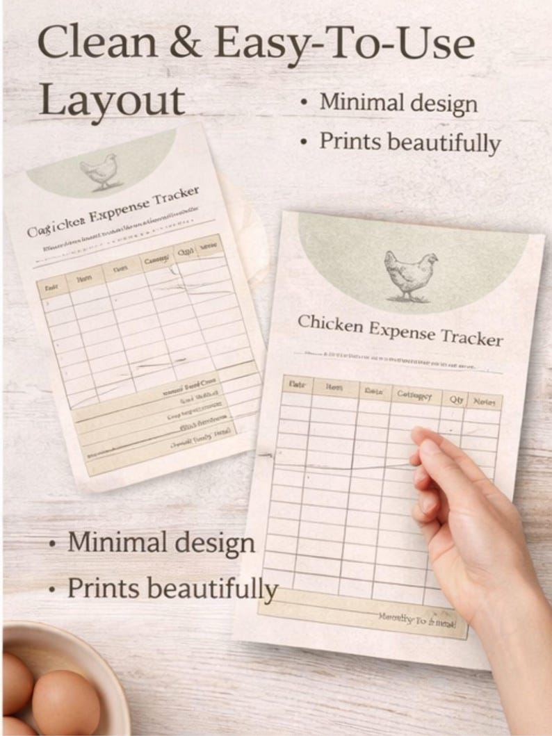 Chicken Expense Tracker Printable, Backyard Flock Budget Log - Etsy