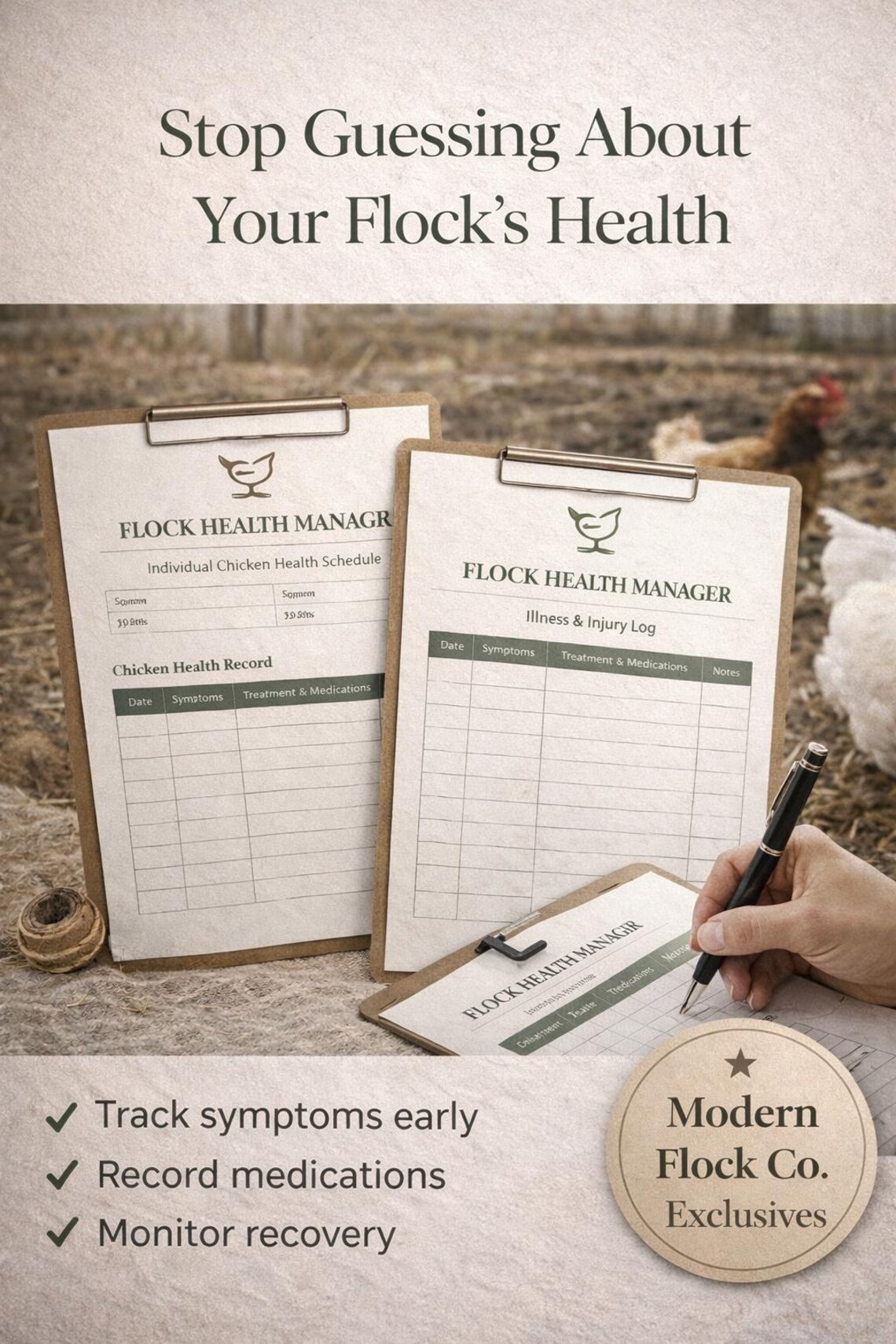 Chicken Medication Log Printable | Flock Health Tracker PDF | Poultry ...