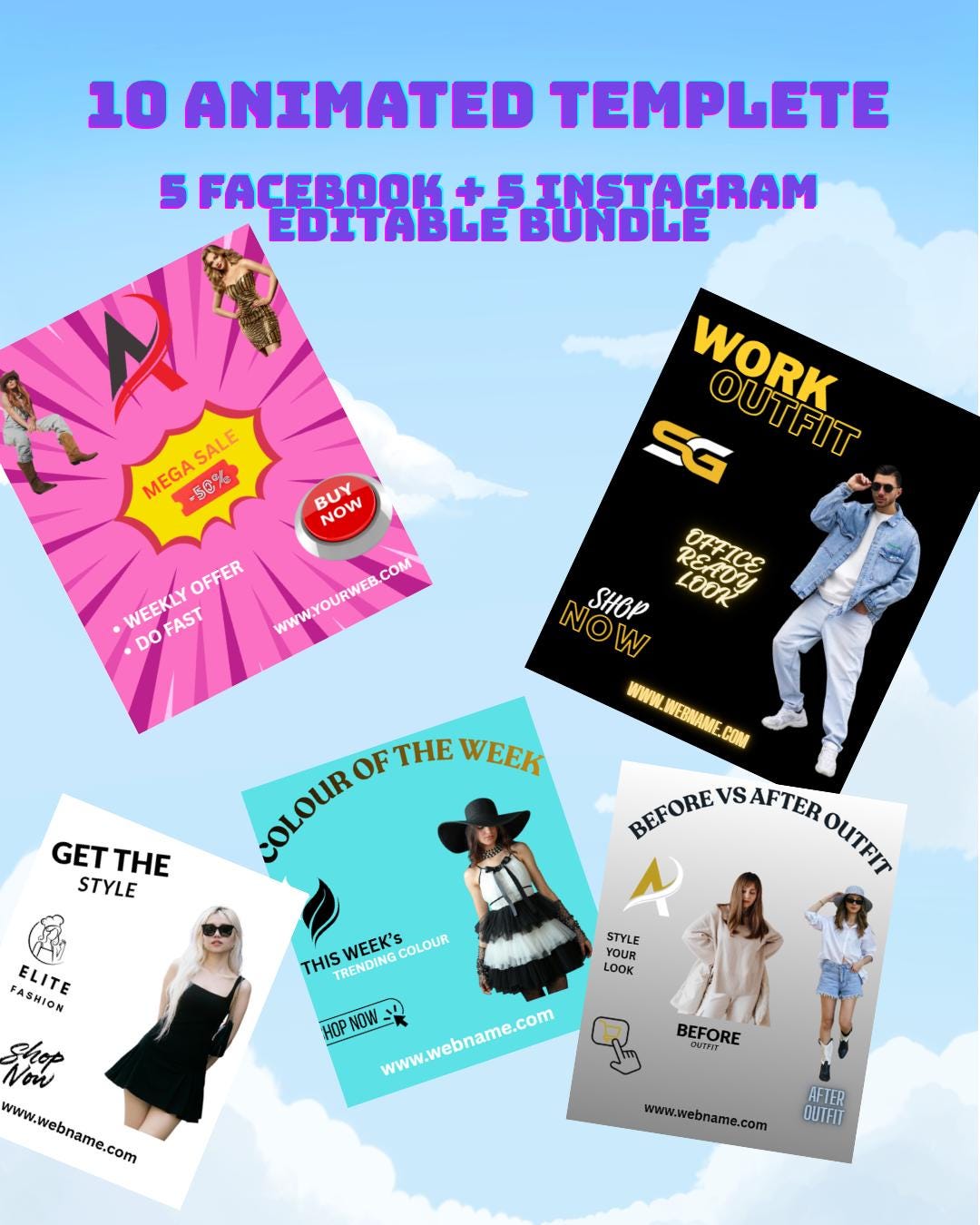 Animated Social Media Templates Bundle | Instagram, Facebook Marketing ...