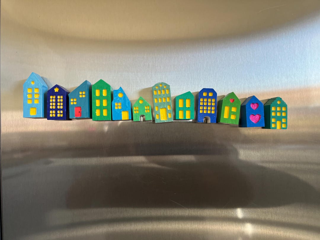 Refrigerator Magnets, Colorful Houses - Etsy