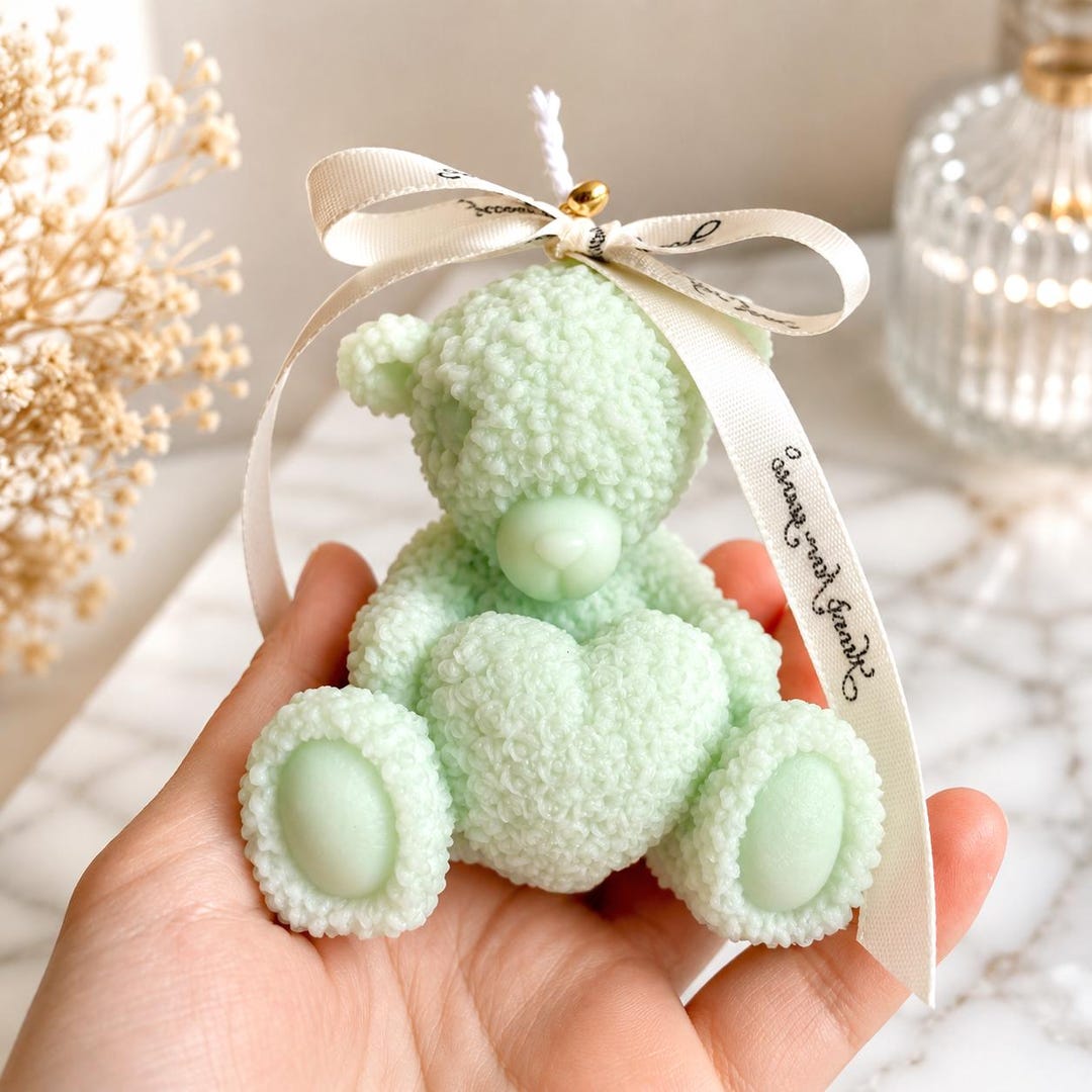 Teddy Bear Candle With Heart – Hand-poured Soy Wax Candle | Sweet Gift ...