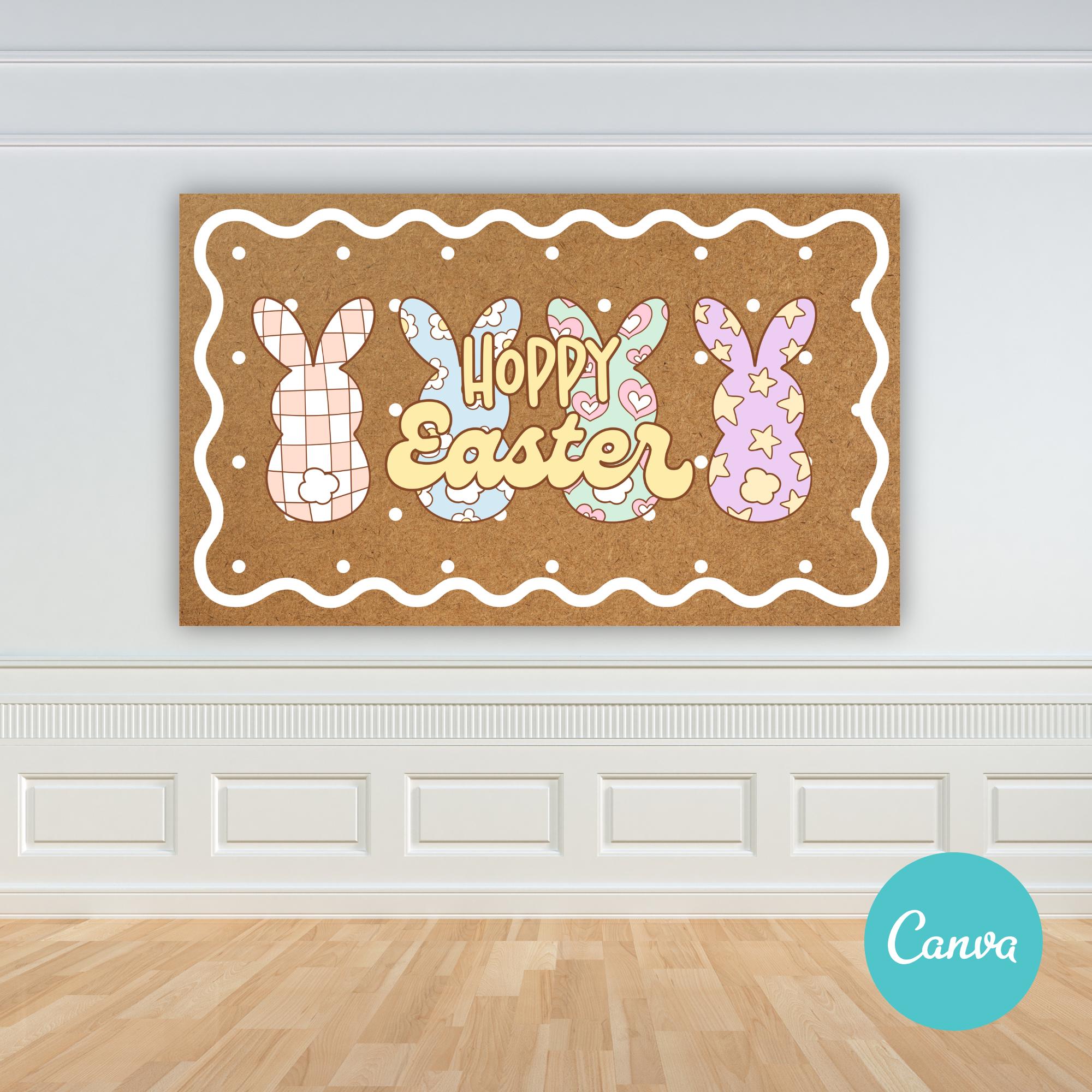 Hoppy Easter Banner | DIY Editable Canva Template (digital Download) - Etsy