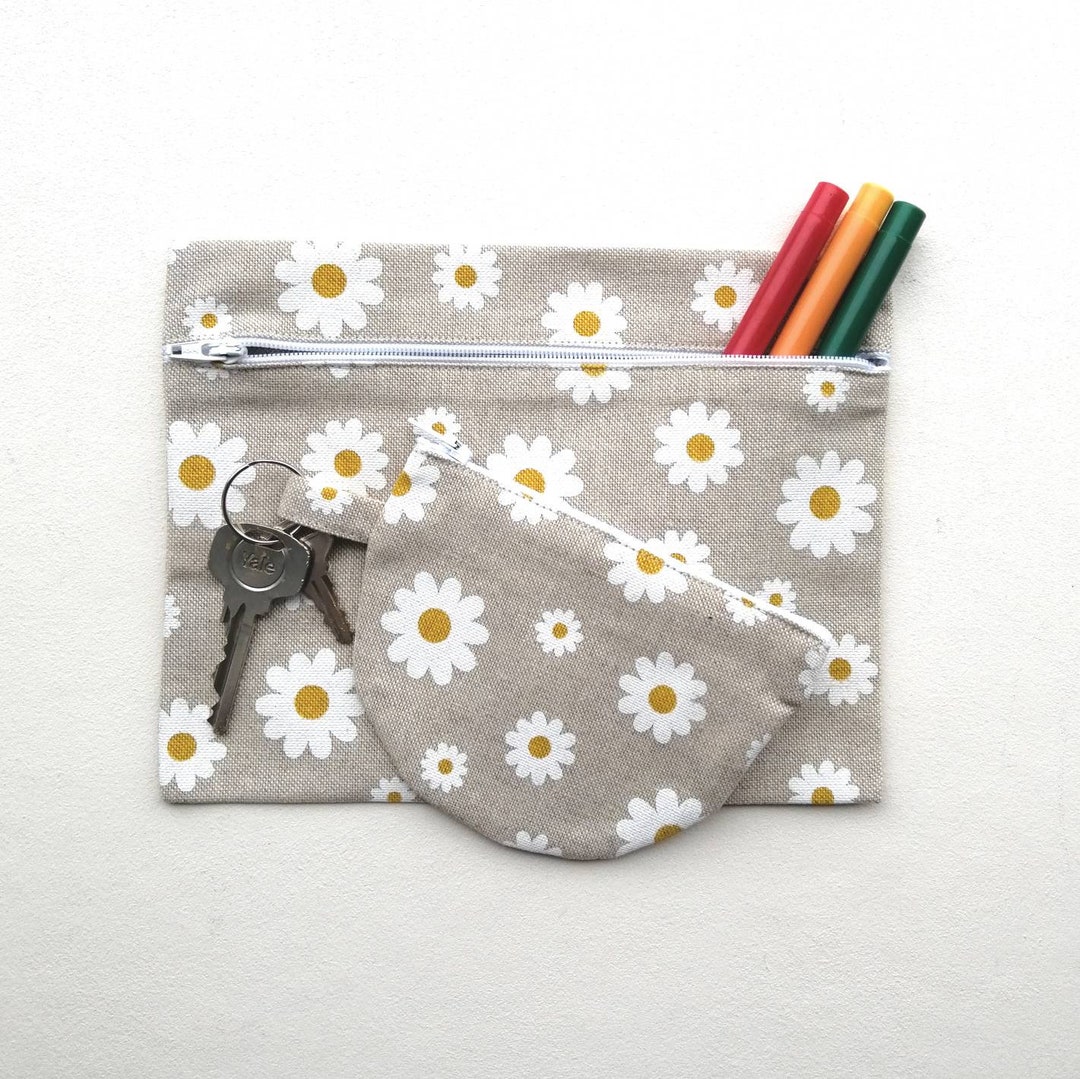 Cute Daisy Small Zip up Project Bag With Coin Purse Gift Set - Etsy
