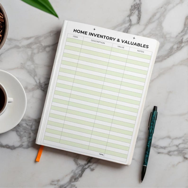 Home Inventory List PDF PNG | Valuables Tracker | Insurance Claim Log ...
