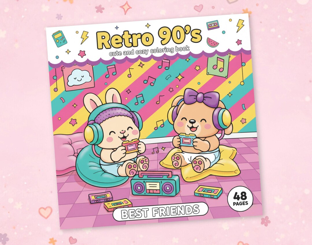 Retro 90s Aesthetic Coloring Book • Bold & Easy Nostalgic Art • 90s ...