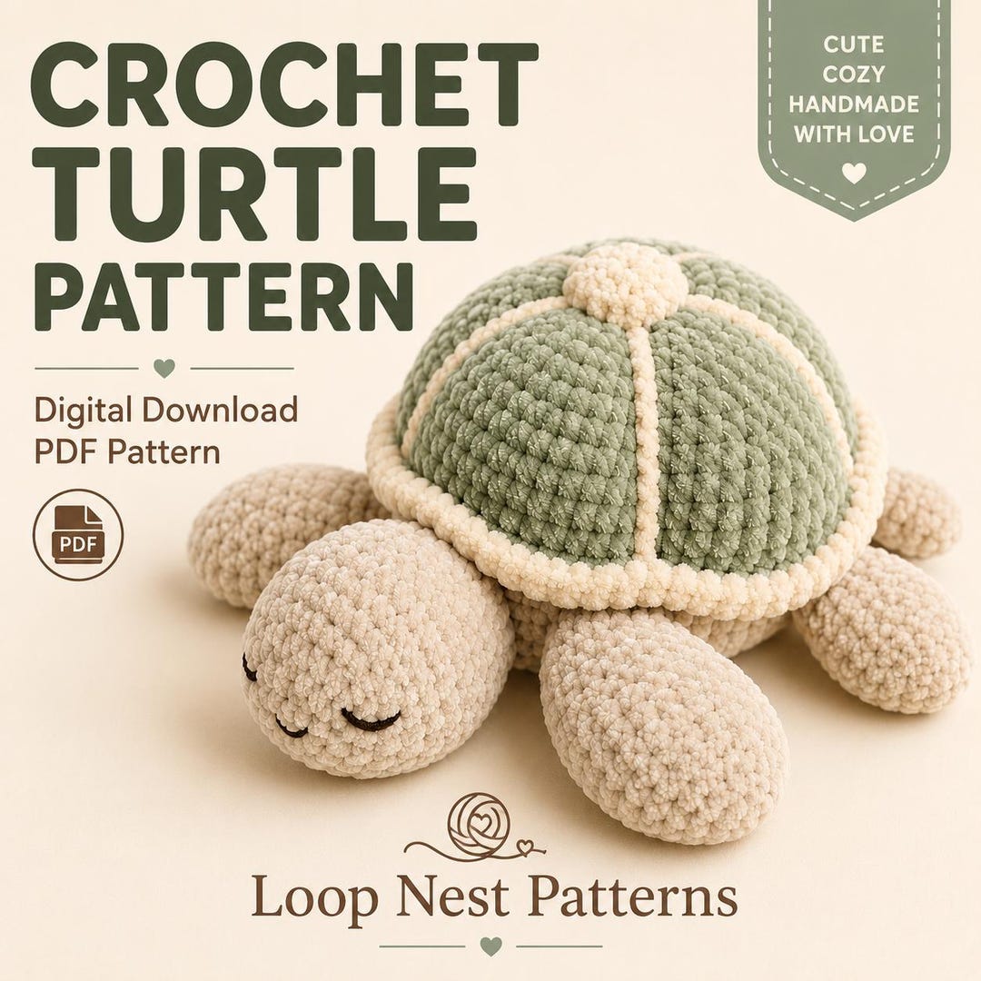 Crochet Turtle Pattern PDF, Amigurumi Turtle Plush Toy, Easy Sea Turtle ...