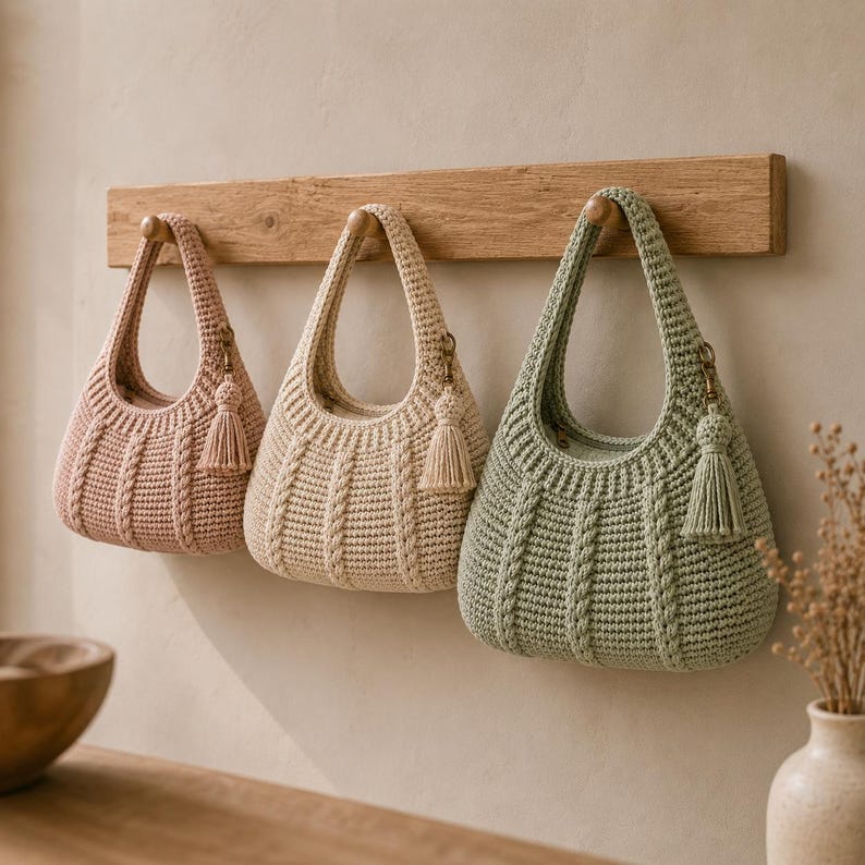 Crochet Hobo Bag Pattern PDF, Zip Closure Crochet Purse, Slouchy Tote ...
