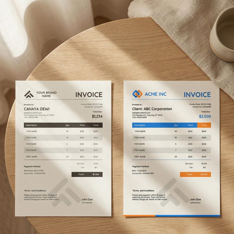 Minimalist Canva Invoice Template | Editable, Printable | Small ...
