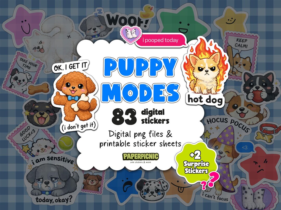 Puppy Modes Digital Stickers | Dog, Star, Chat Planner Pack (digital ...
