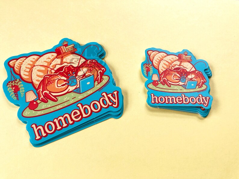 VS197 Homebody Hermit Crab Vinyl Sticker / Cute Cozy Introvert Sticker ...