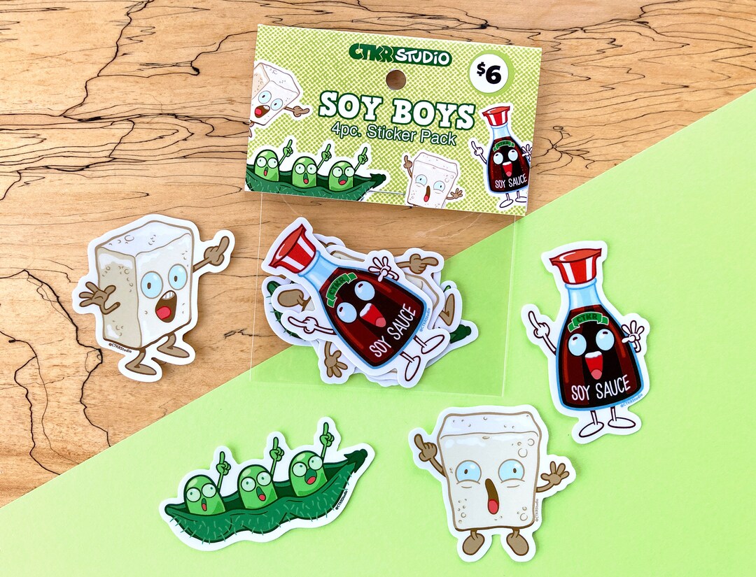 PK025 Soyface Soy Products Vinyl Sticker Pack / Tofu, Edamame, Soy ...