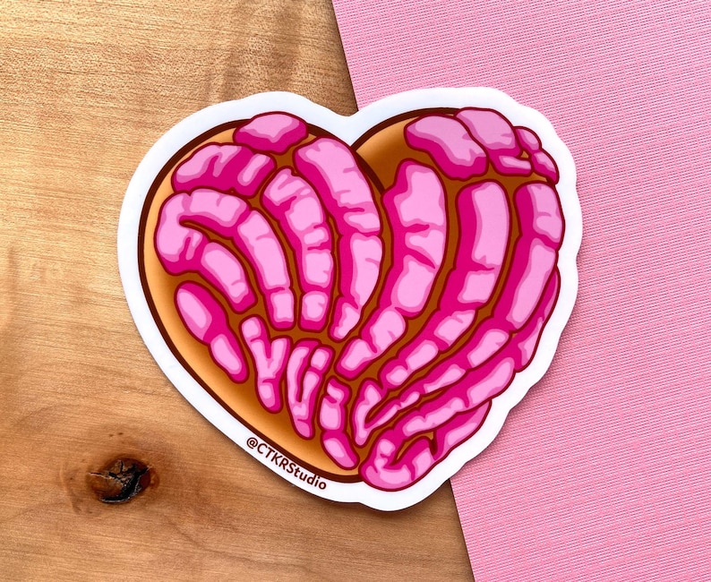 VS011 Concha Heart Vinyl Sticker / Valentine’s Day Concha / Mexican ...