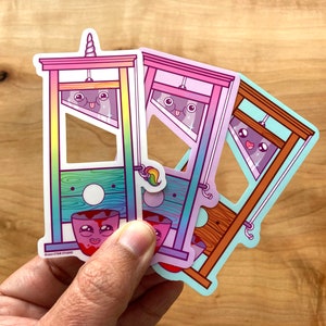 VS013 Cute Rainbow Guillotine Vinyl Stickers / Unicorn Guillotine ...
