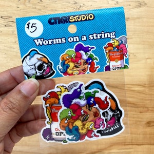 PK021 Worm on a String 3pc Sticker Pack / Stringworm / Squirmles / UV ...